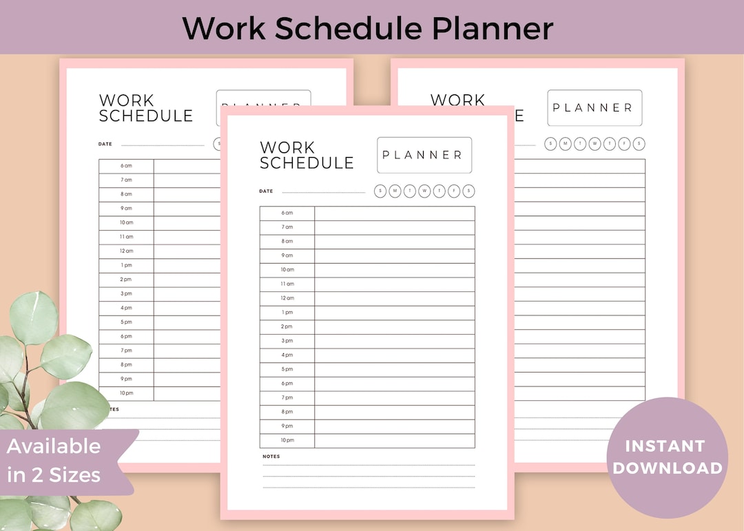Employee Work Schedule Planner for Employee Work Schedule Template for ...