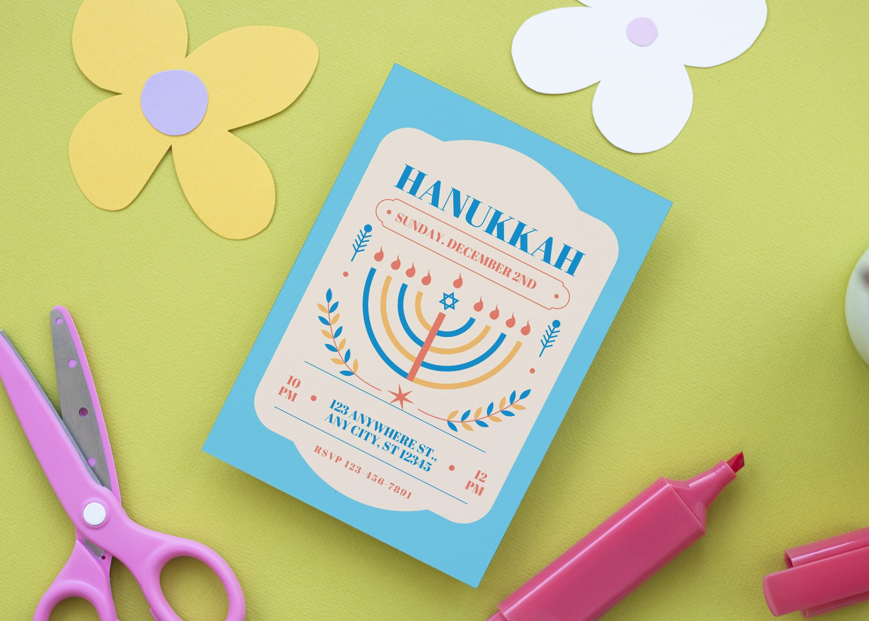 2 Sizes Premium, High Quality, Elegant and Editable Hanukkah Party ...