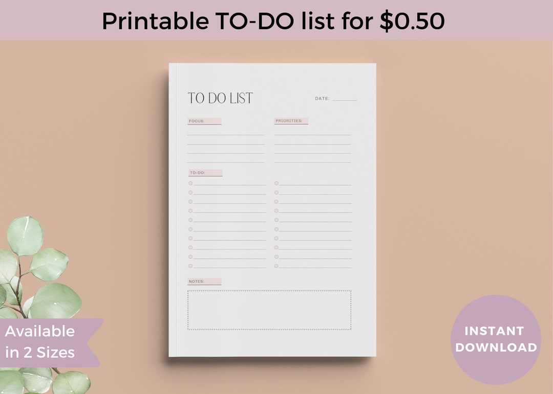 Printable to Do List for Adults to Do List Template for Adults Daily to ...