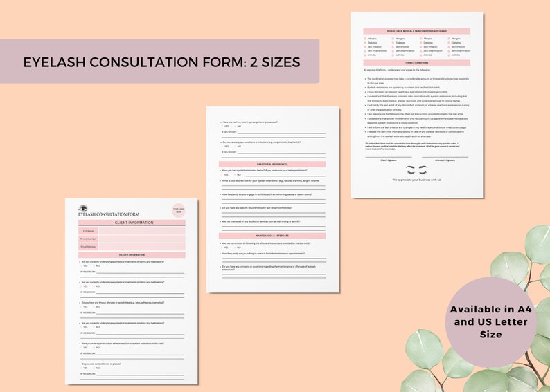 Eyelash Extension Forms Lash Extension Forms Esthetician Consultation ...