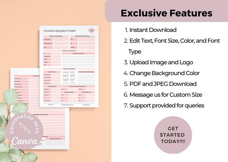 Change Request Order Form Template for Project Management Change ...