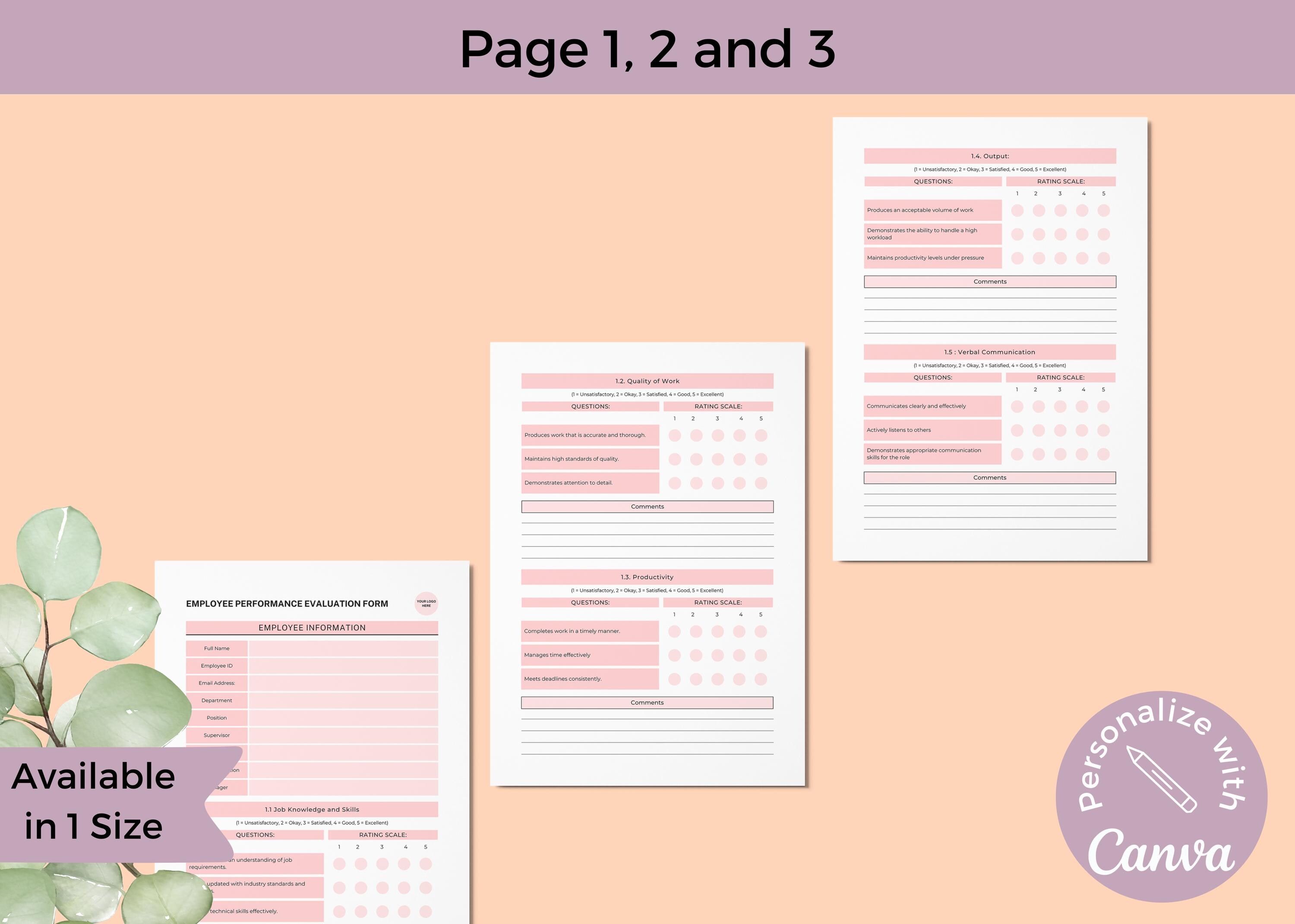 Employee Performance Evaluation Form For Employee Review Performance Template For Employee