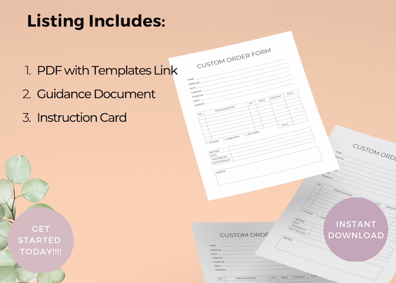 Printable Custom Order Form Template for Small Business Custom - Etsy