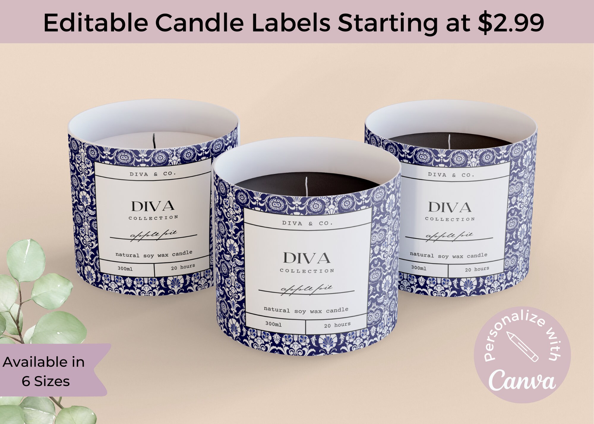 Editable Candle Label Templates With Canva Luxury Candle Label Template ...