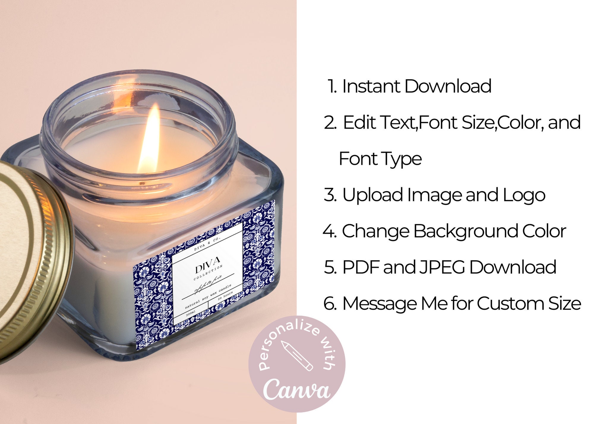 Editable Candle Label Templates With Canva Luxury Candle Label Template ...