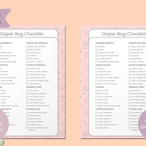 Printable Diaper Bag Checklist Digital Diaper Bag Checklist for New ...