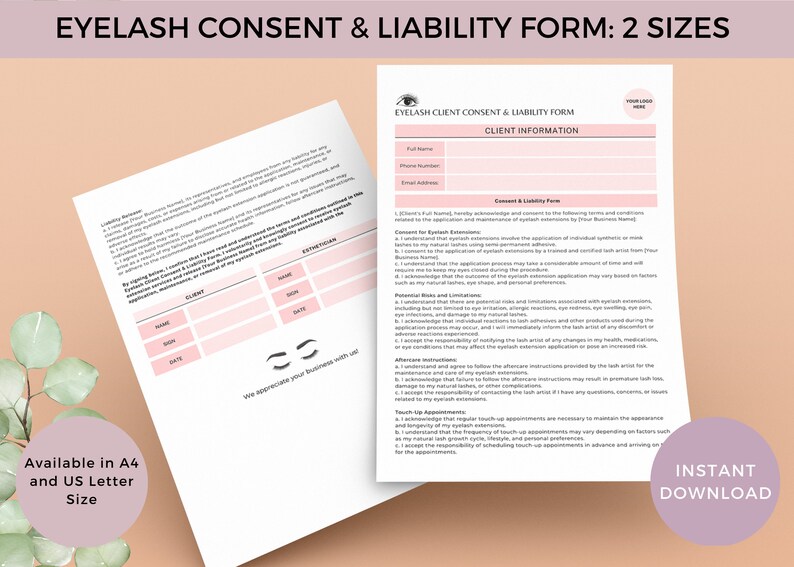 Eyelash Extension Forms Lash Extension Forms Esthetician Consultation ...