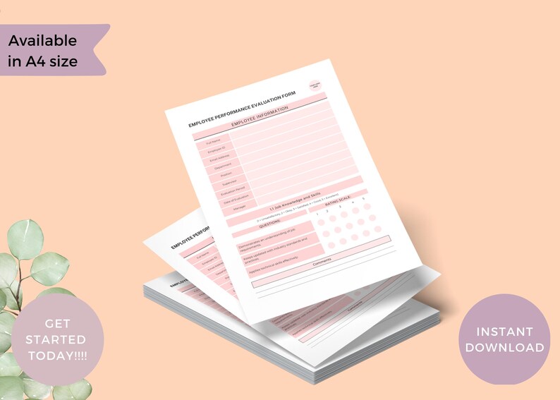 Employee Performance Evaluation Form for Employee Review Performance ...