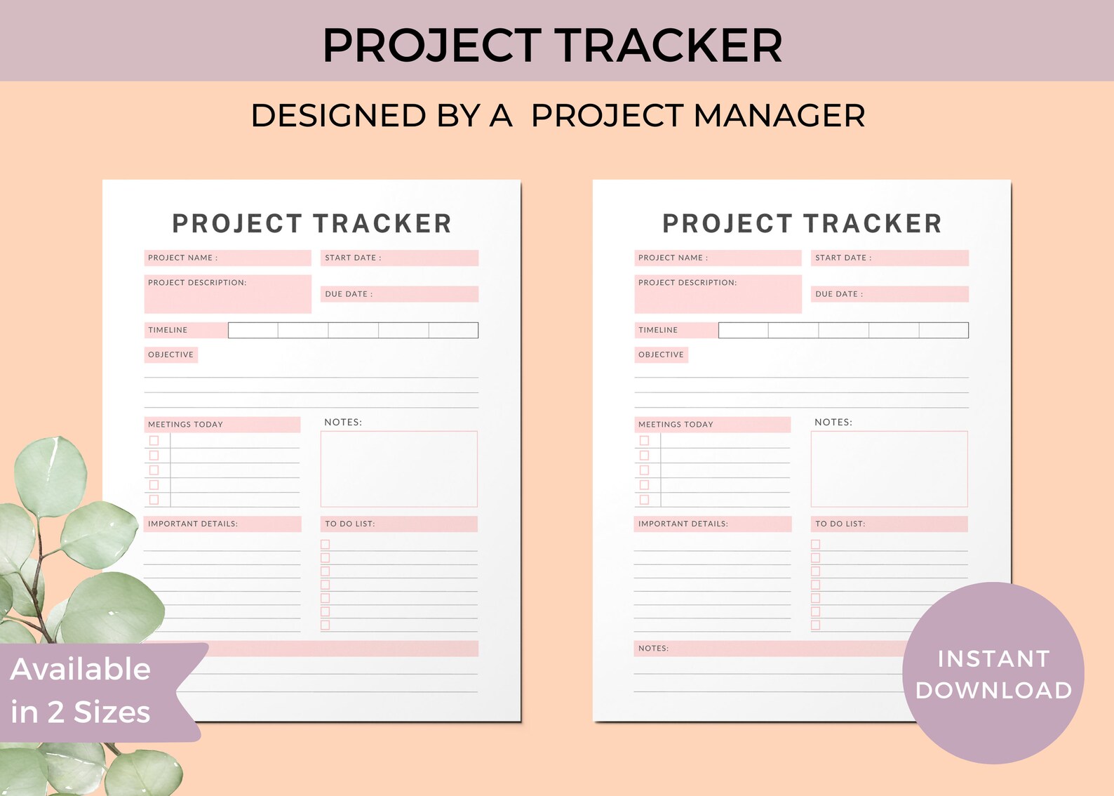 Printable Project Tracker for Project Planner Printable Project ...