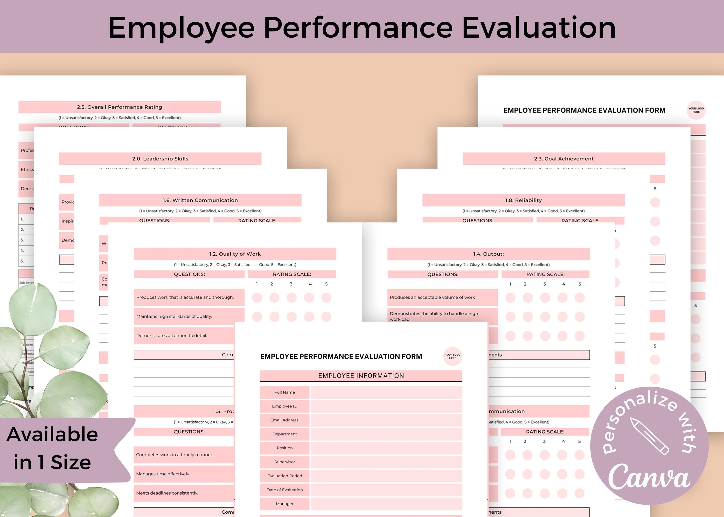 Employee Performance Evaluation Form for Employee Review Performance ...