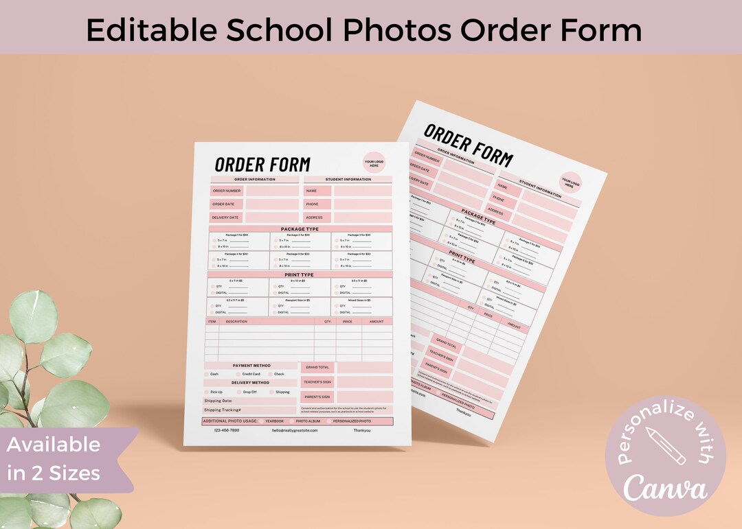 School Photo Order Form for Business Photography Order Form Template ...