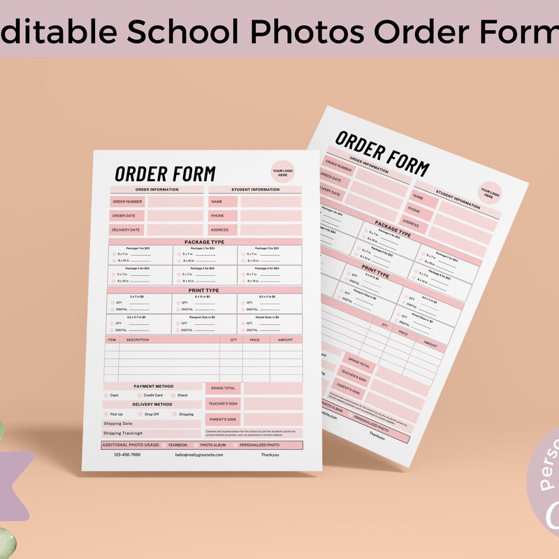 School Photo Order Forms - Etsy