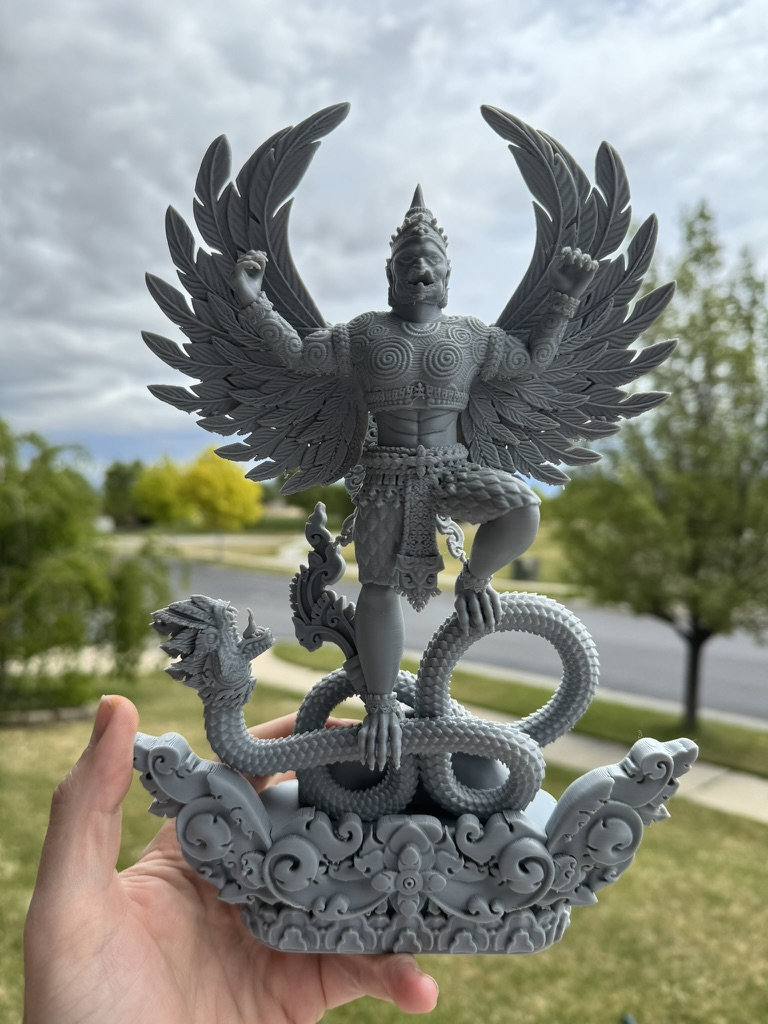 Handcrafted 3D Printed Garuda Statue Defeating Naga Banteay Srei Style ...