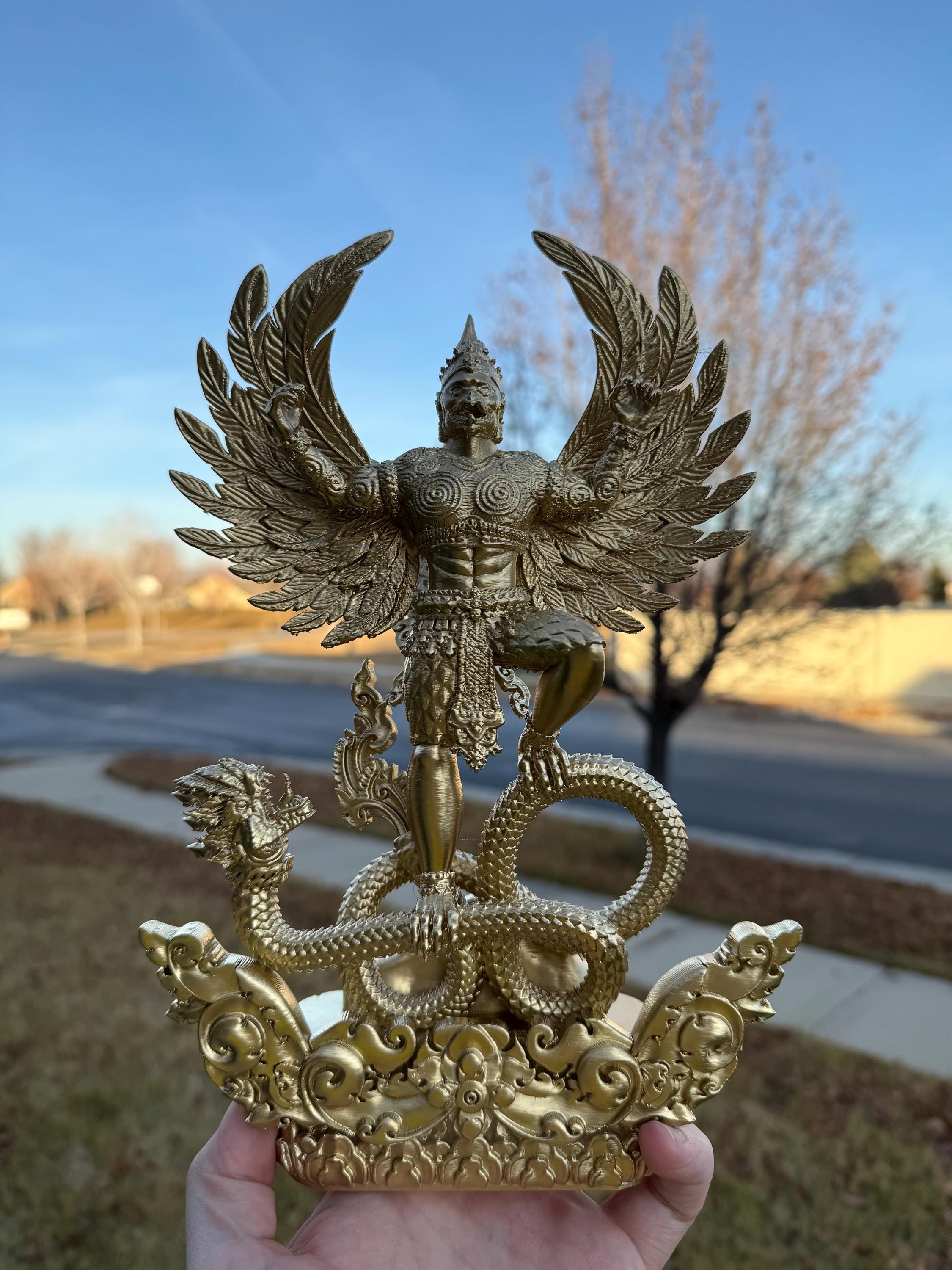 Handcrafted 3D Printed Garuda Statue Defeating Naga - Banteay Srei ...