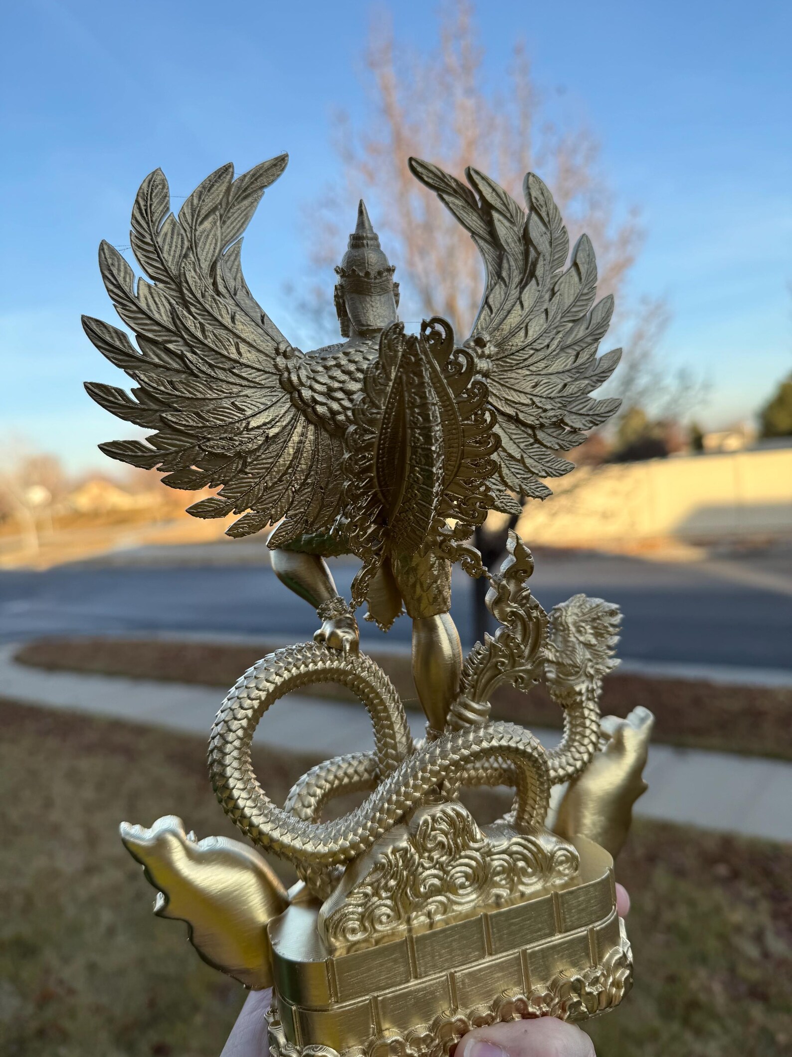 Handcrafted 3D Printed Garuda Statue Defeating Naga - Banteay Srei ...