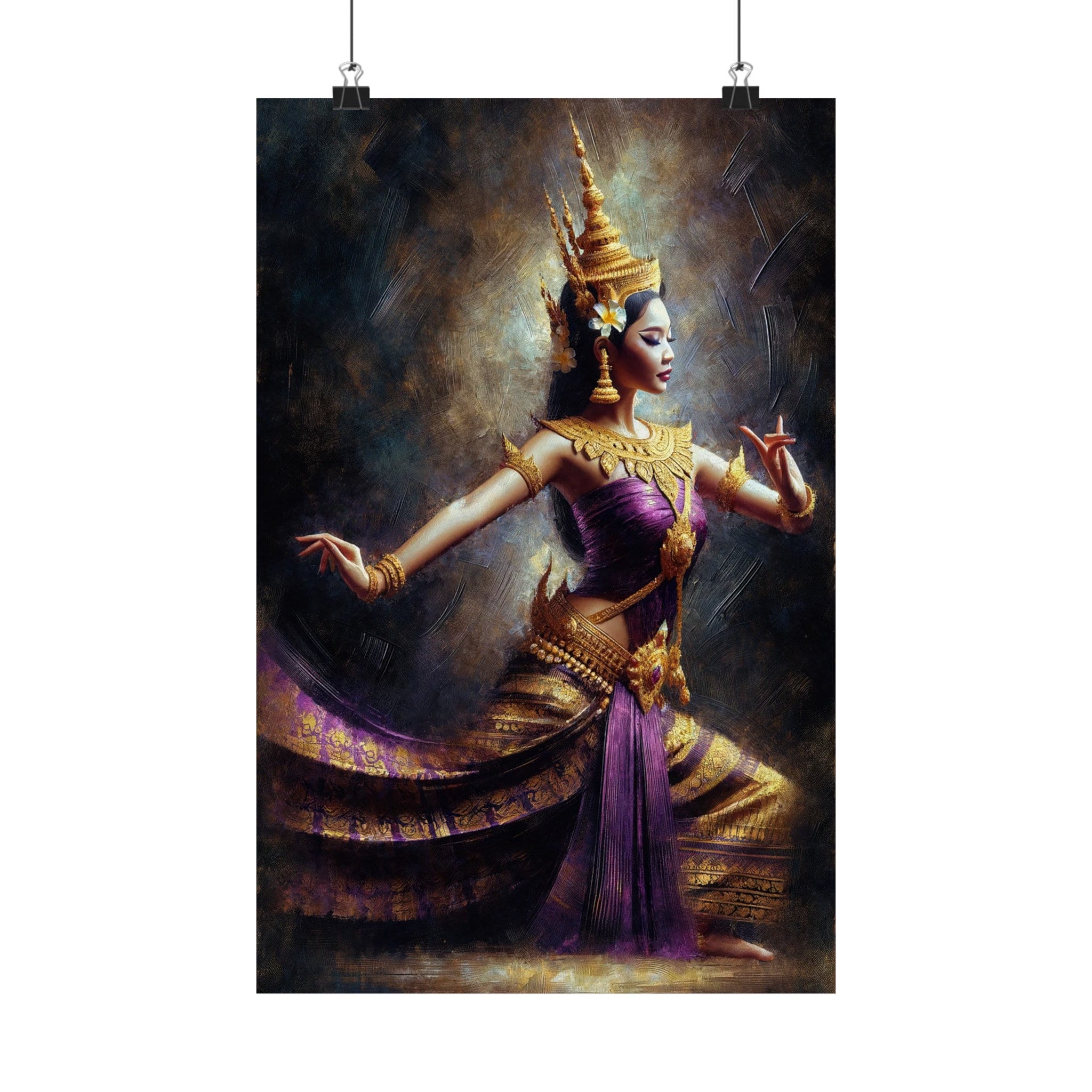 Matte Poster - Cambodian Purple and Gold Apsara Dancer Print ...