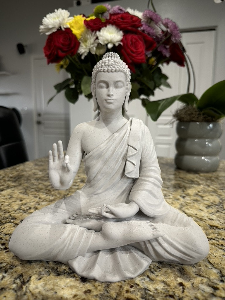 Serene Teaching Buddha Statue 3D Printed Dharmachakra Buddha Figurine ...