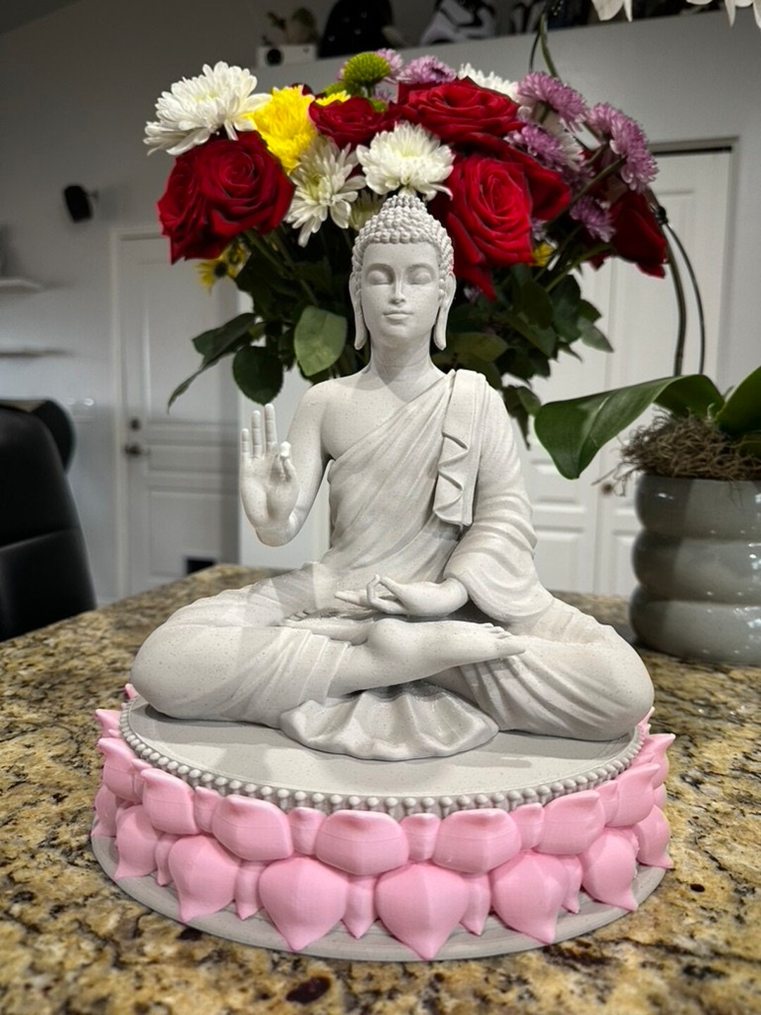 Serene Teaching Buddha Statue 3D Printed Dharmachakra Buddha Figurine ...