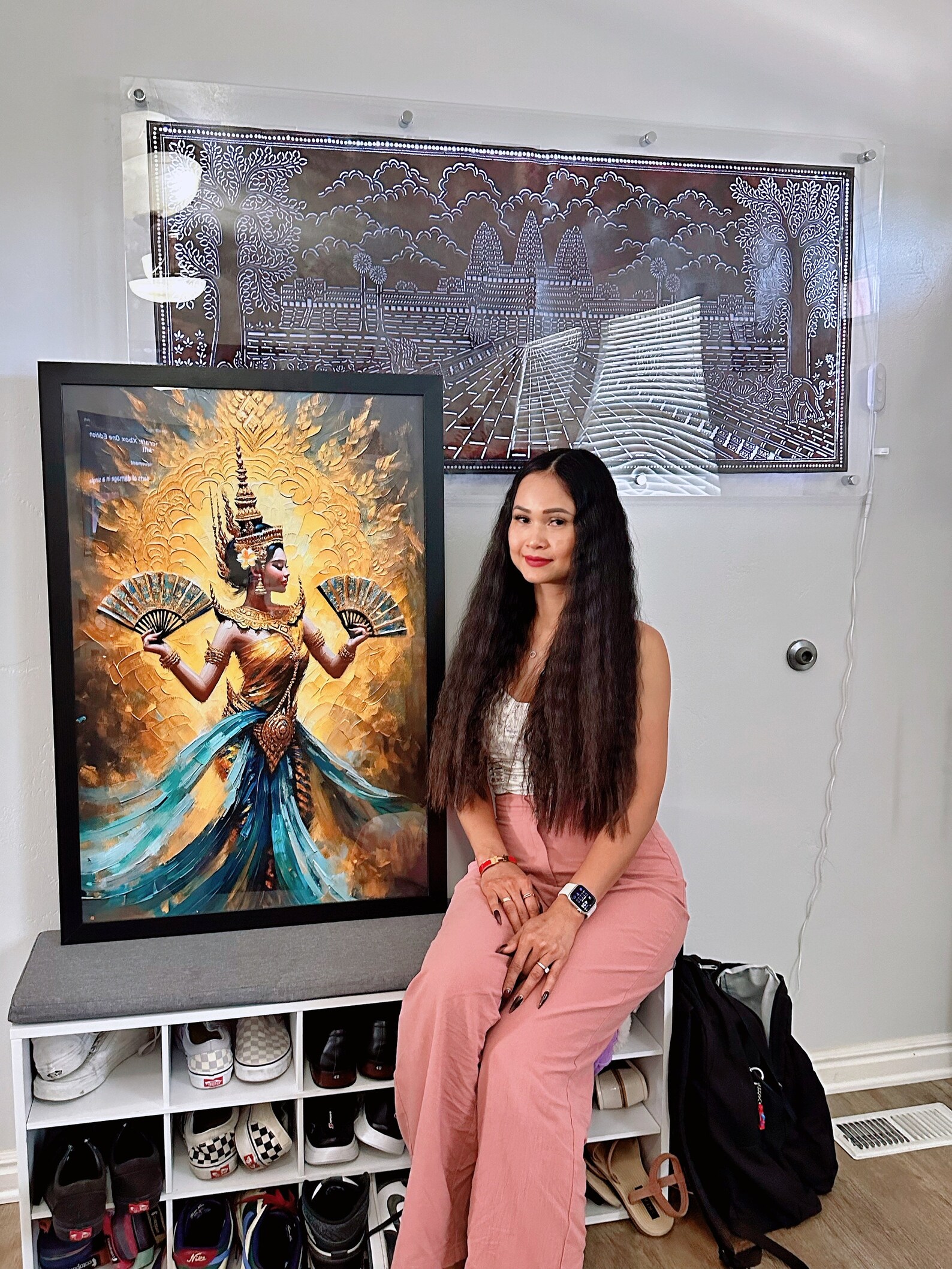 Matte Poster - Vertical - Blue and Gold - Cambodian Apsara Dancer Print ...