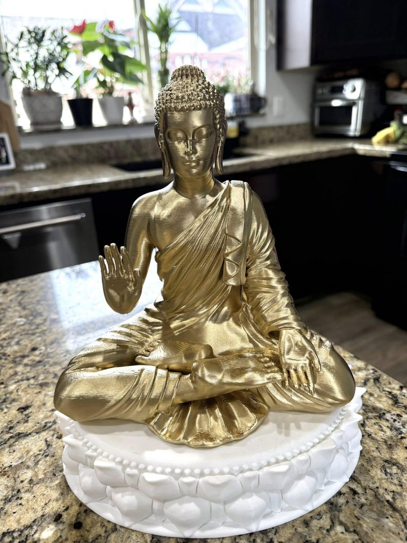 Protection Buddha Statue - 3D Printed Overcoming Fear Buddha Figurine ...
