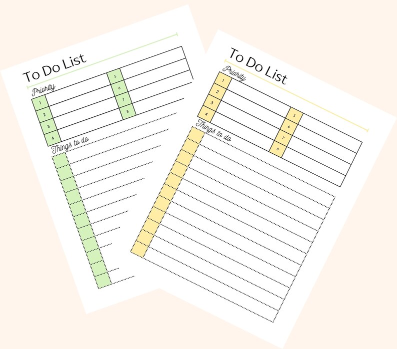 Printable to Do List, Log Template, A4, A5 and Letter Size, PDF ...