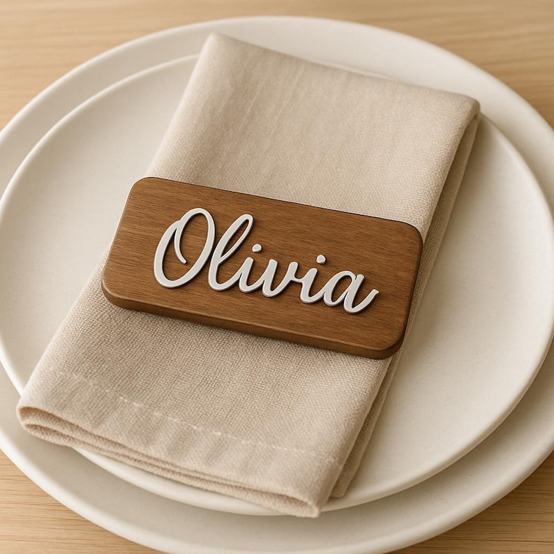 Custom Wooden Name Place Cards- Personalized Table Name Tags- Wedding ...