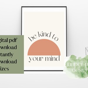 Mental Health Print | Be Kind to Your Mind Print | Printable Mental ...