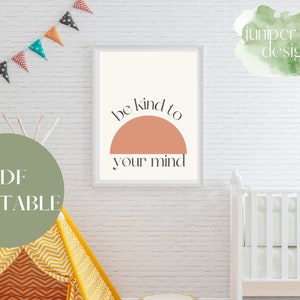 Mental Health Print | Be Kind to Your Mind Print | Printable Mental ...
