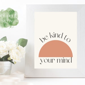 Mental Health Print | Be Kind to Your Mind Print | Printable Mental ...