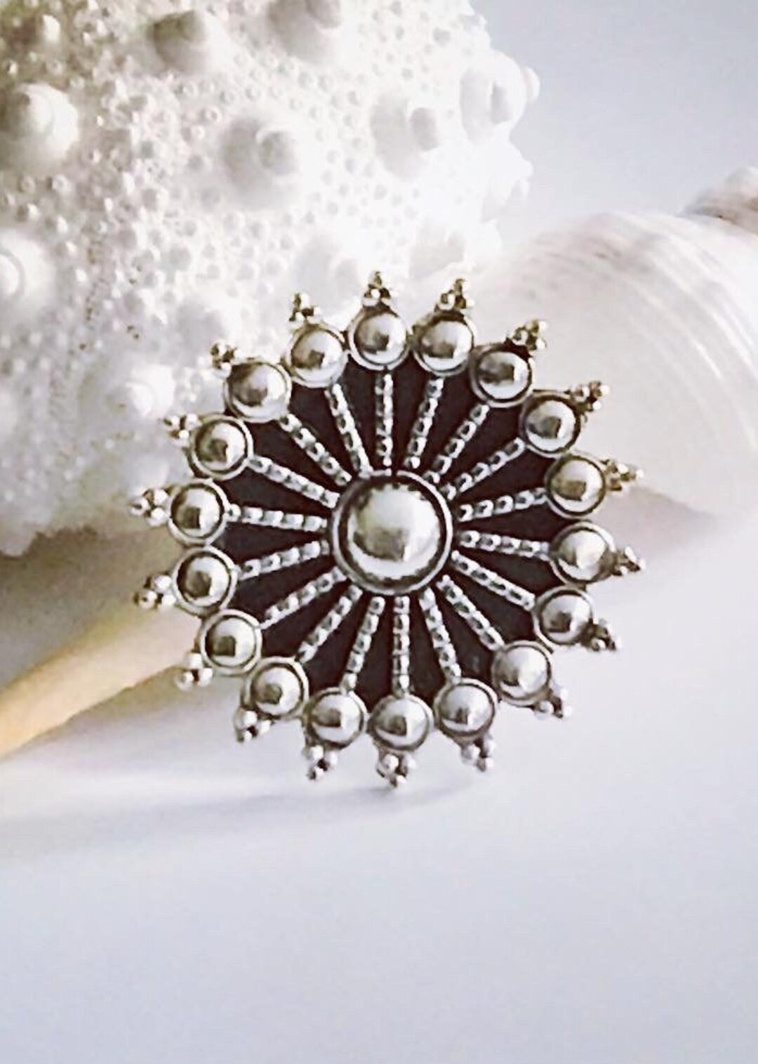 Large Sterling Silver Shield Ring + Statement Sterling Silver Ring + Sterling Silver Mandala ...