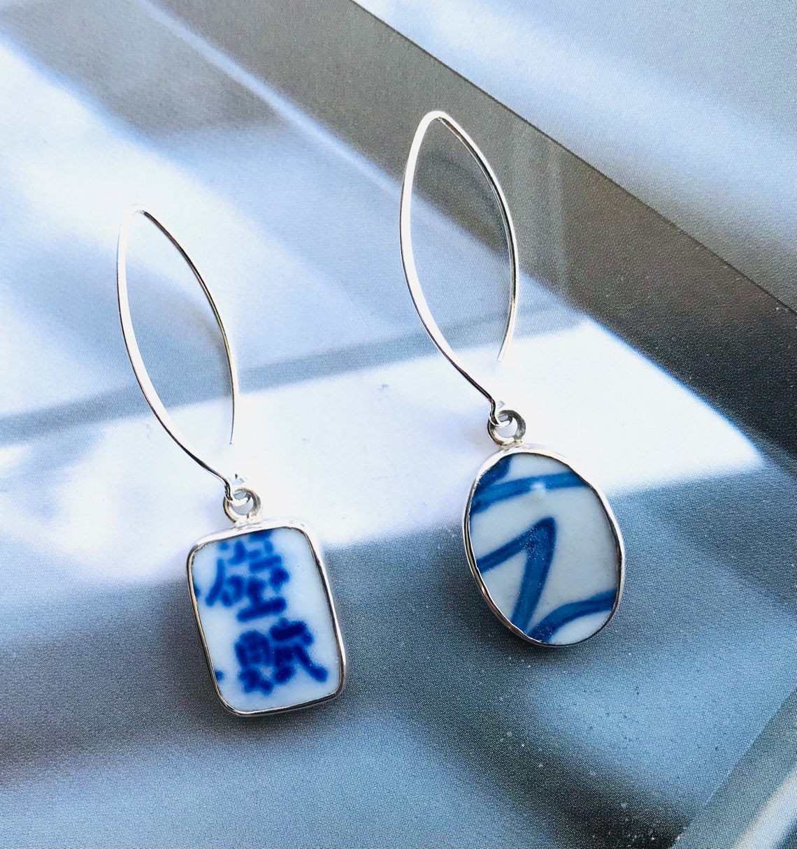 Asymmetrical Antique Chinese Pottery Shard Earrings Ming - Etsy