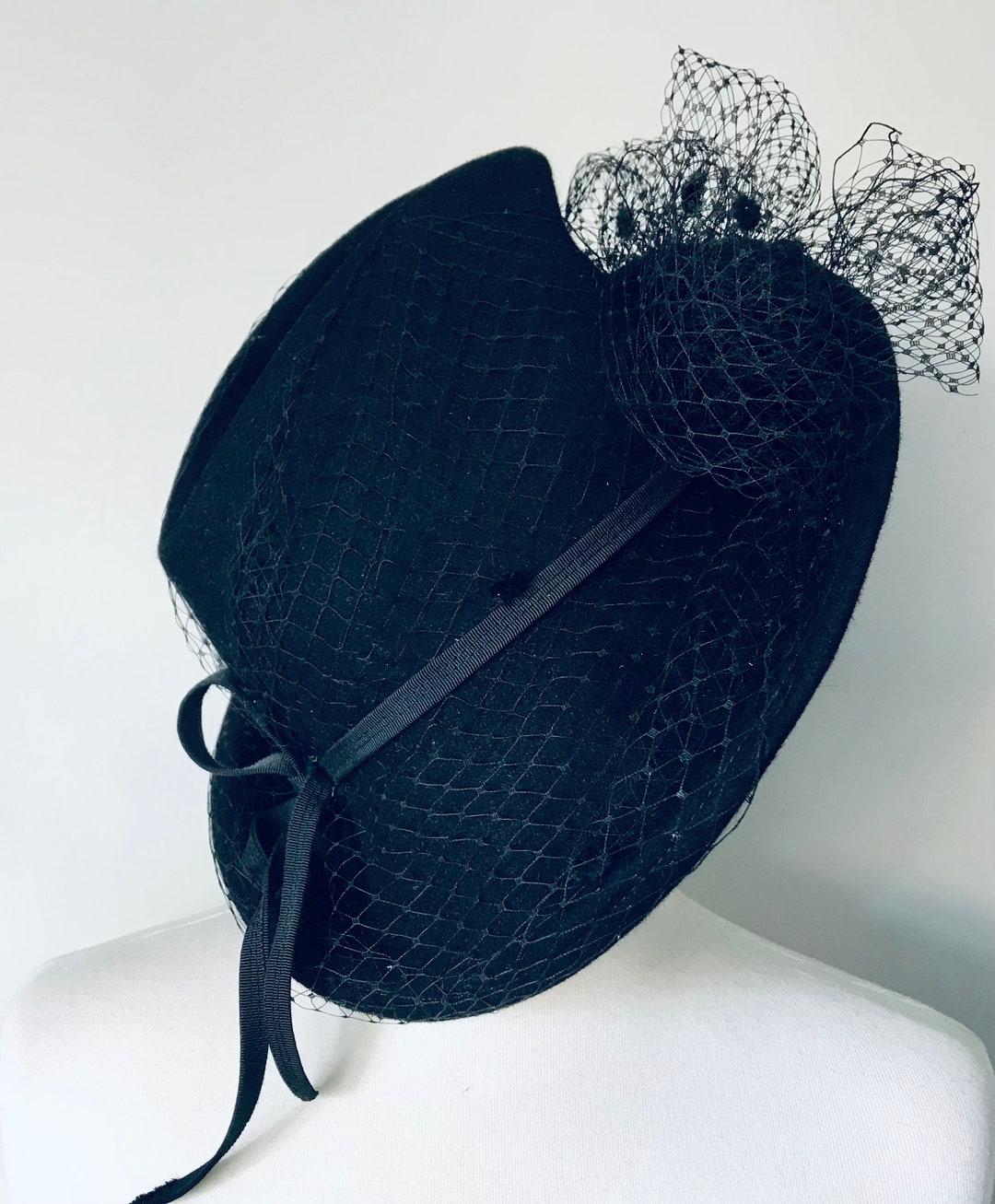 Vintage Nerida Winter Trilby Hat + Black Felt High Fashion Trilby ...