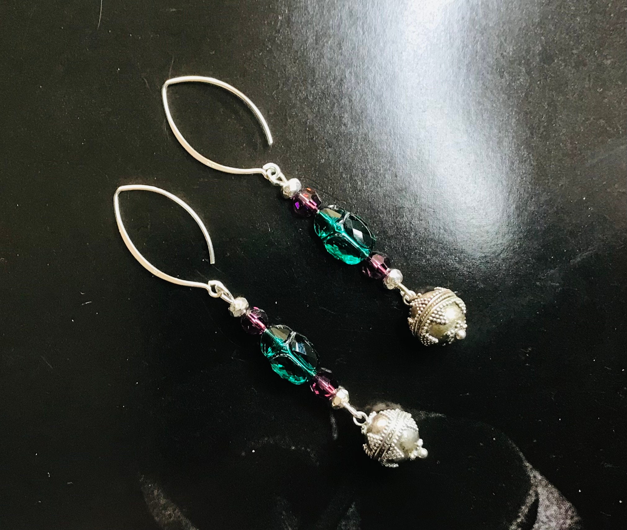 Egyptian Scarab Earrings Emerald Scarab and Amethyst Crystal Earrings ...