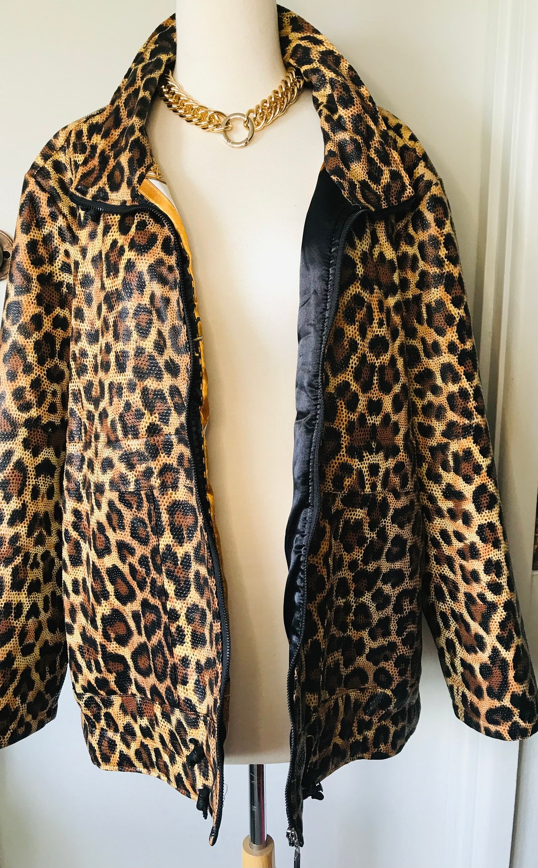 Vintage Leopard Print Winter Jacket + Zip up Winter Jacket + Vintage ...