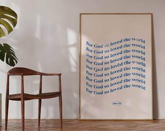 John 3:16 for God so Loved the World Bible Verse Wall Art - Etsy
