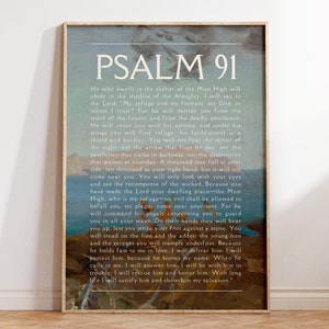 Psalm 91 Christian Wall Art Scripture Poster Bible Verse Wall Art ...