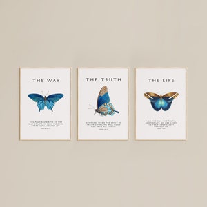 Christian Butterfly Print Set: Bible Verse Wall Art (digital Download ...