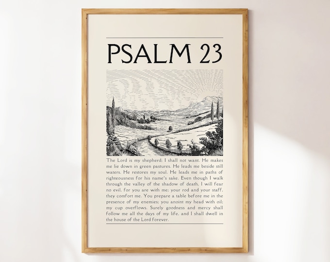 Psalm 23 Poster Bible Verse Art Scriptural Motivation Religious Gift ...