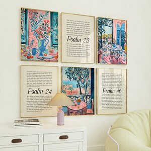 Cafe Psalm Series Christian Wall Art, Gallery Wall Set Colorful Prints ...