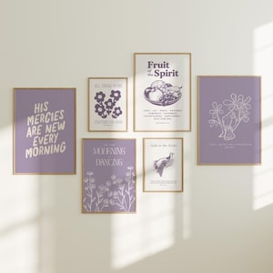Purple Christian Wall Art Bundle, Colorful Gallery Wall Set, Vintage ...