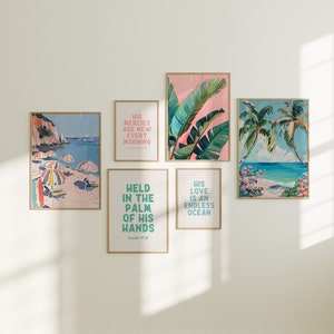 Beachy Christian Wall Art Set: Tropical Bible Verse Prints (digital ...