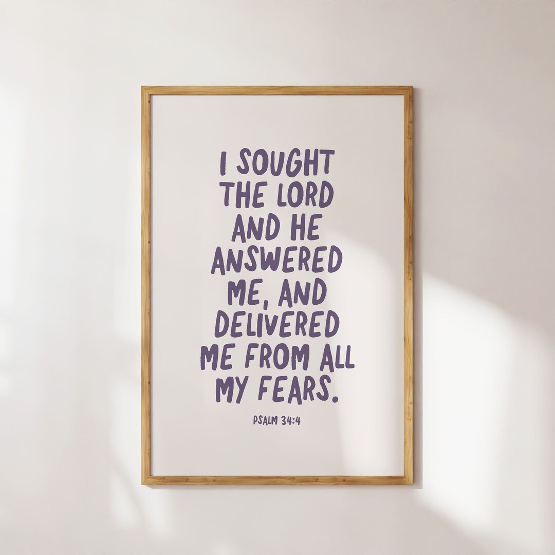 Psalm 34:4 Minimalist Christian Wall Art Print Art Digital Print ...
