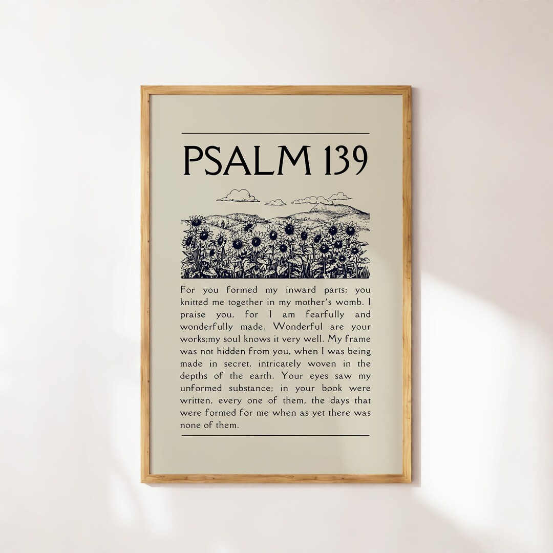 Psalm 139 Vintage Christian Wall Art Neutral Printable Wall Art ...