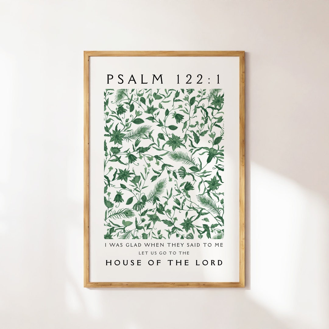 Psalm 122 Vintage Christian Wall Art Sage Green Floral Poster Christian ...