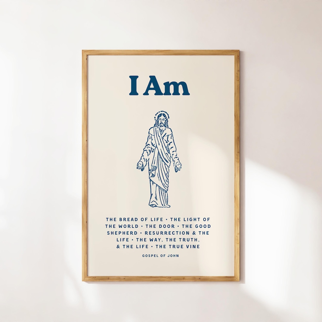 I Am Names of Jesus Print, Christian Wall Art, Gospel of John Poster ...