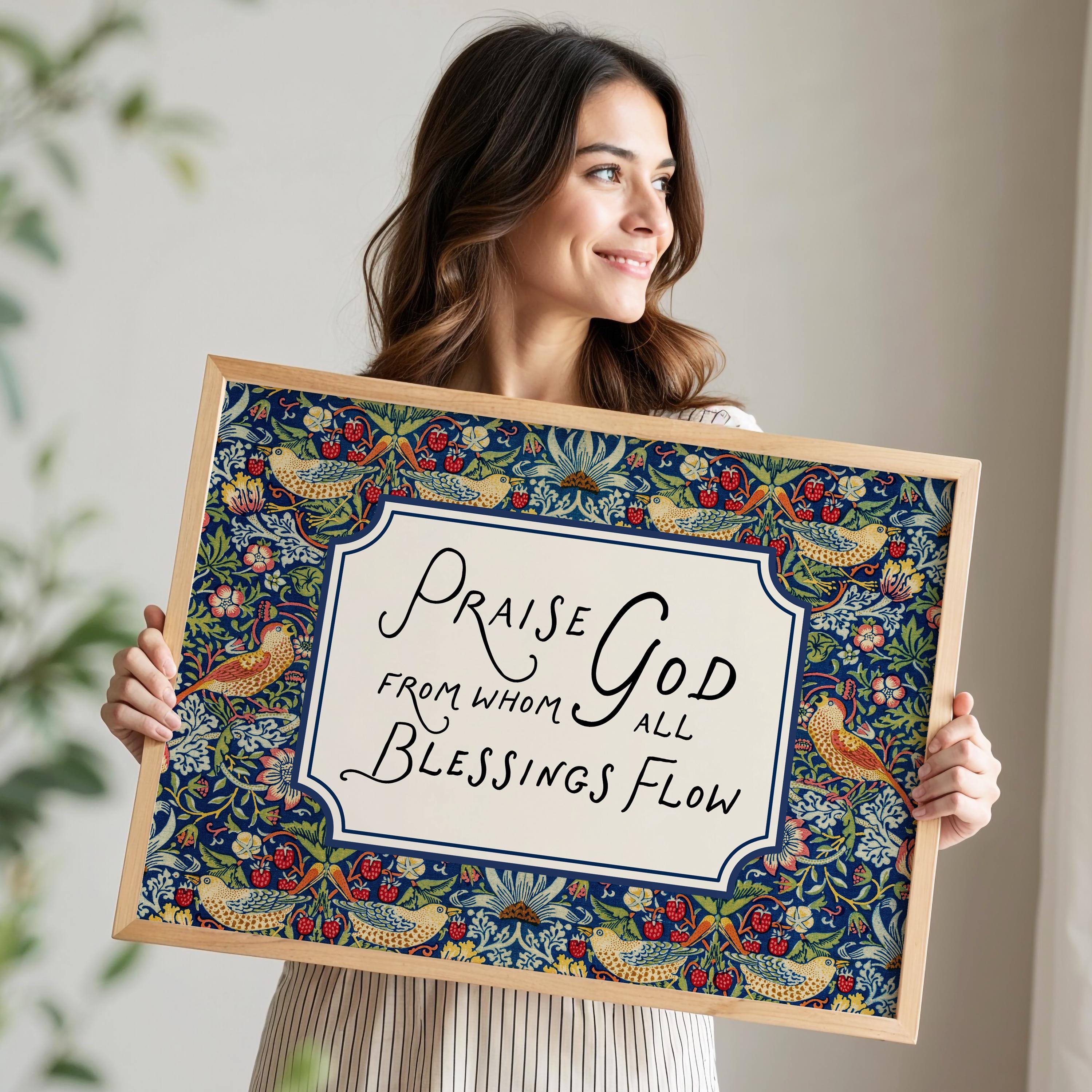 Christian Wall Art, Hand-lettered Doxology Quote With Elegant ...