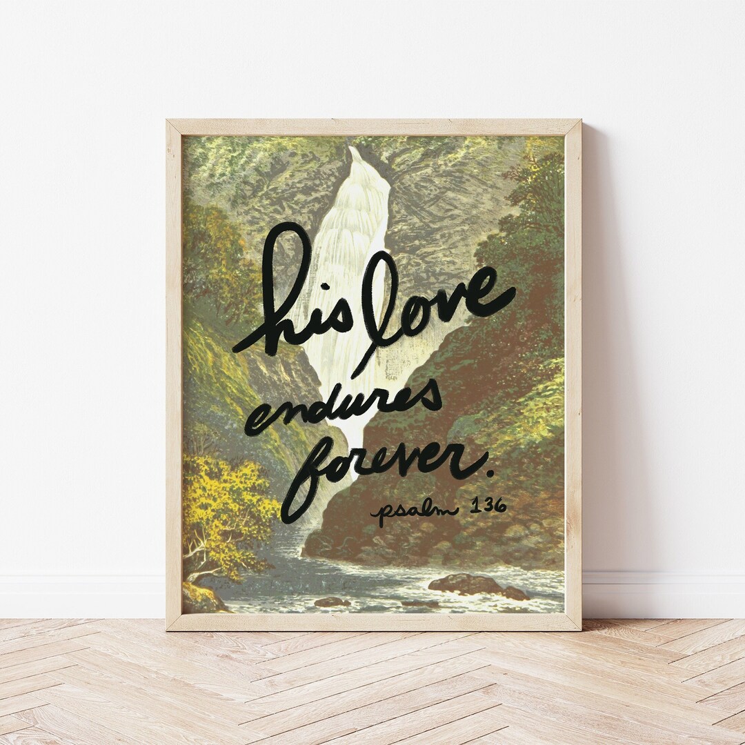 His Love Endures Bible Verse Wall Art for Christian Apartment ...