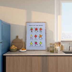 Fruit of the Spirit Wall Art Poster, Purple Retro Mascot Wall Art ...