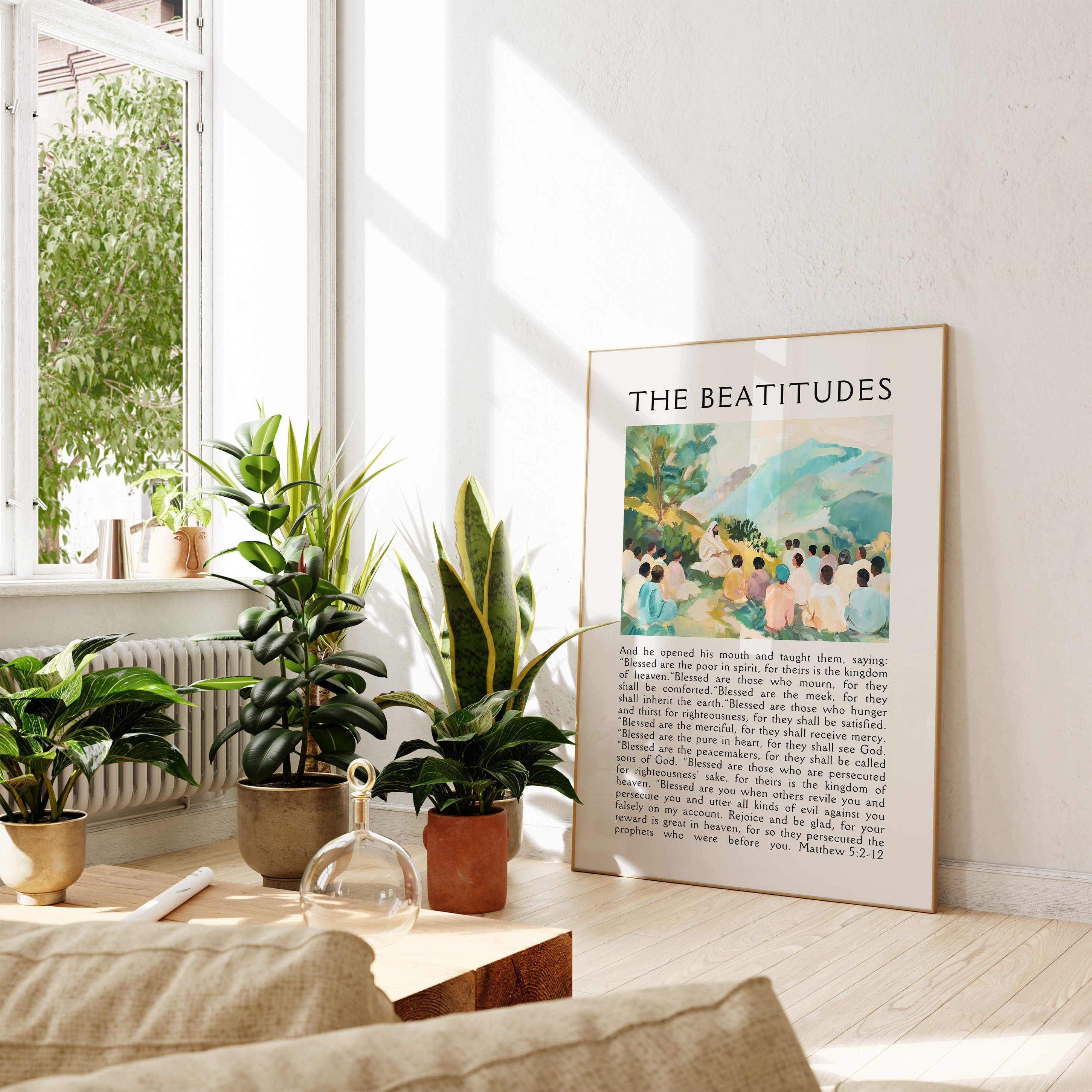 Beatitudes Vintage Christian Poster: Bible Verse Wall Art (digital ...
