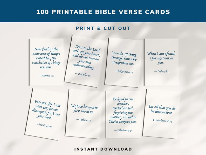 Printable Bible Verse Cards: Vintage Christian Scripture (PDF Download ...